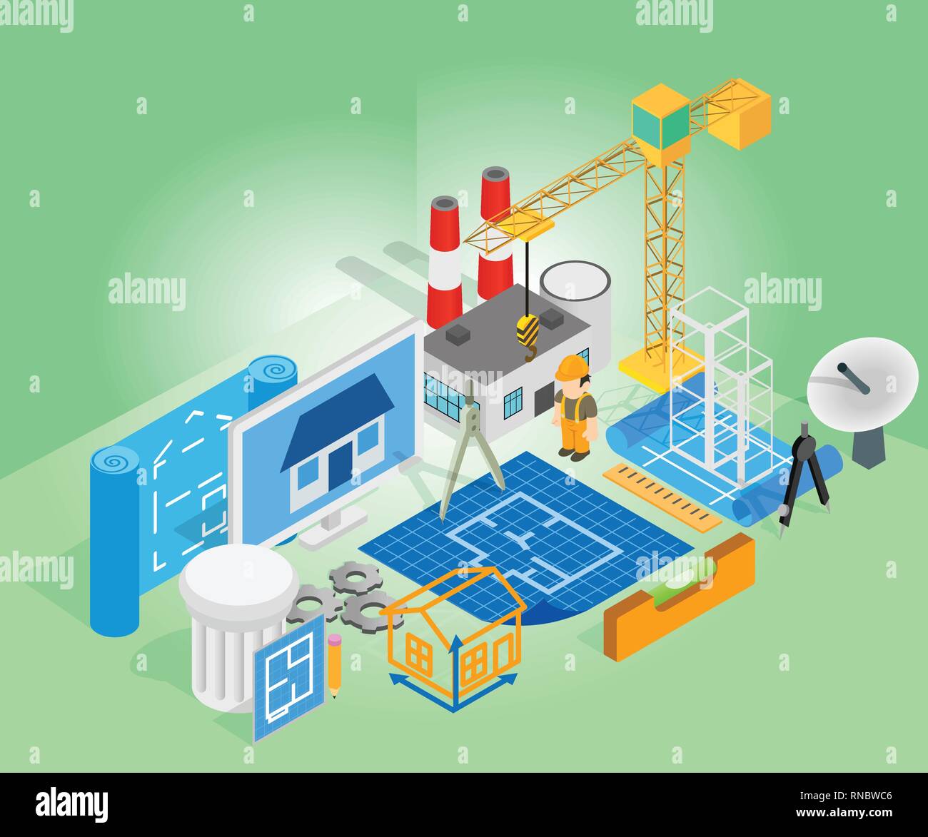 Engineering art concept banner, isometric style Stock Vector Image ...