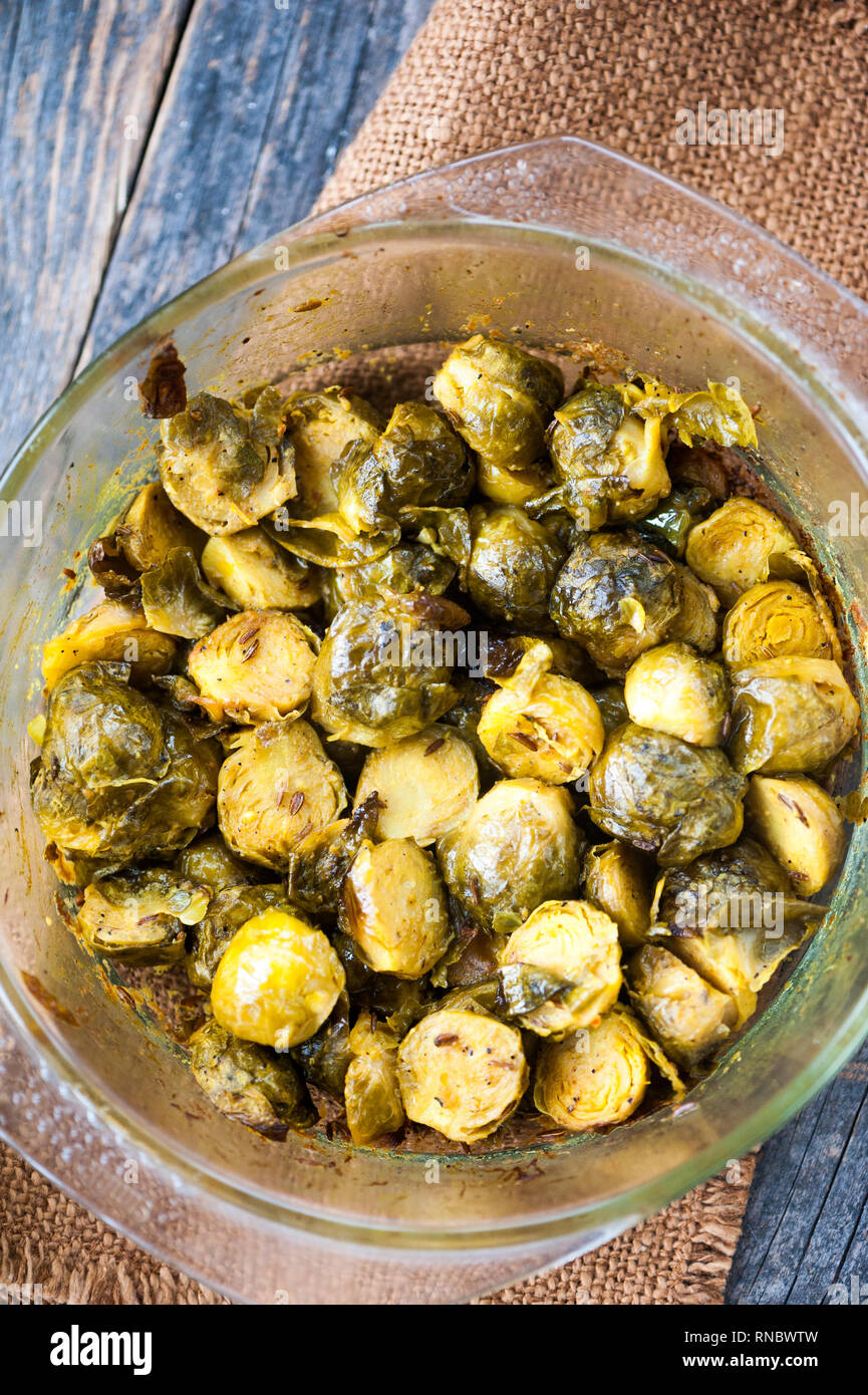 Baked Brussels sprouts with turmeric Stock Photo - Alamy