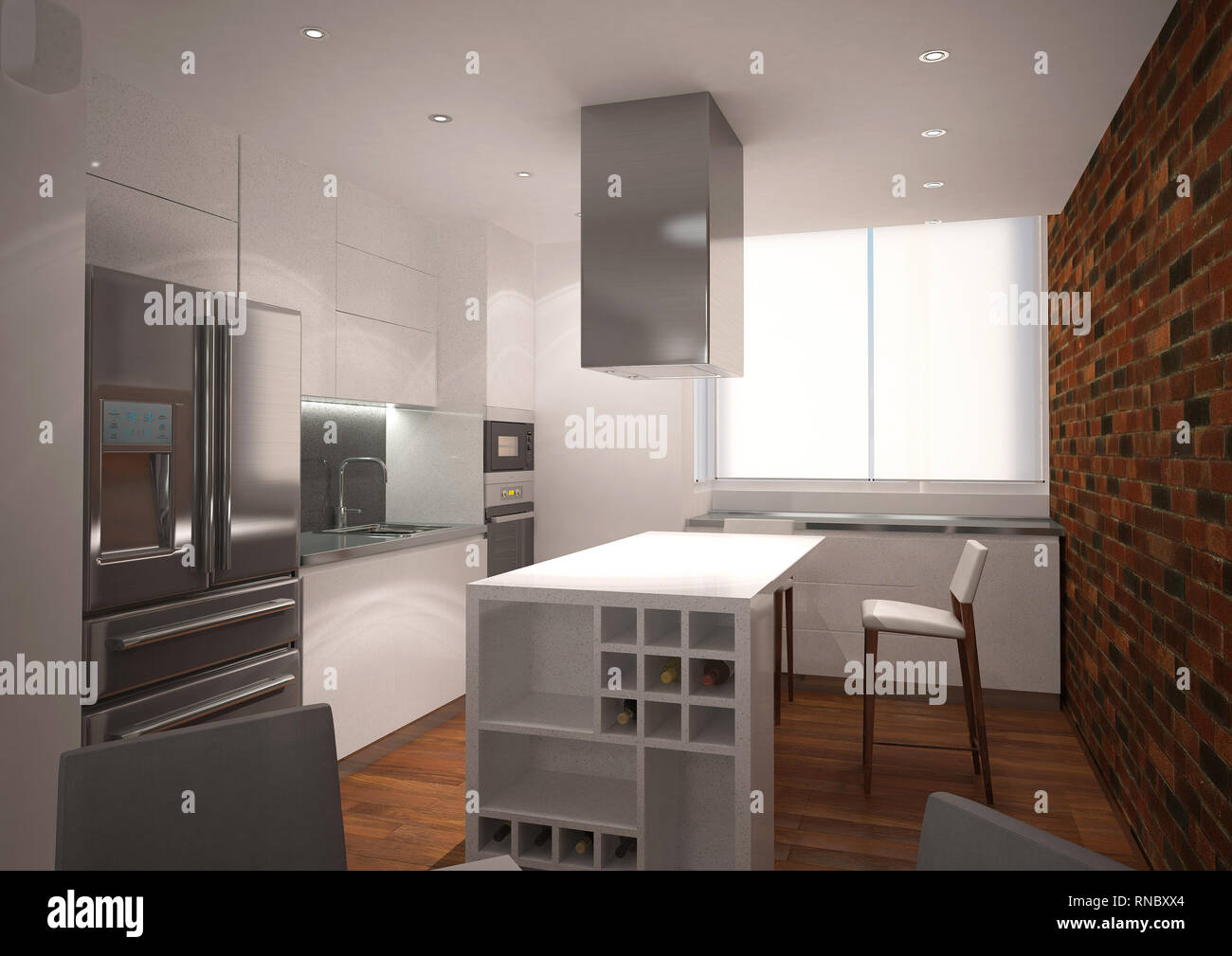 3d kitchen render Stock Photo - Alamy