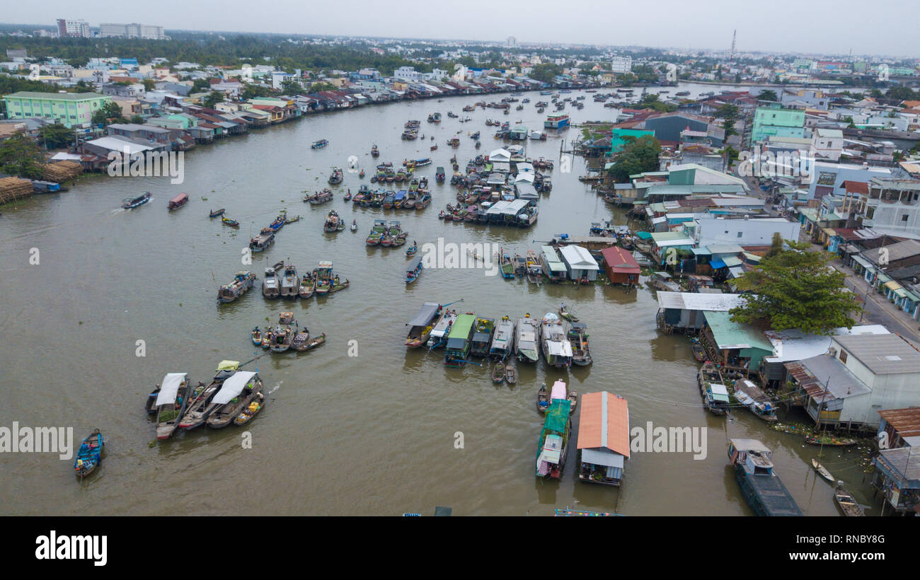 Traditional culture floating market at Cai Rang floating market, Can ...