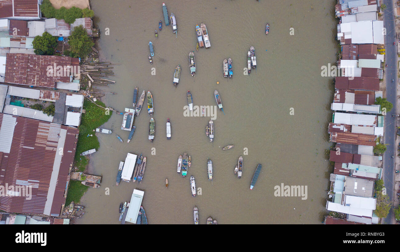 Traditional culture floating market at Cai Rang floating market, Can ...
