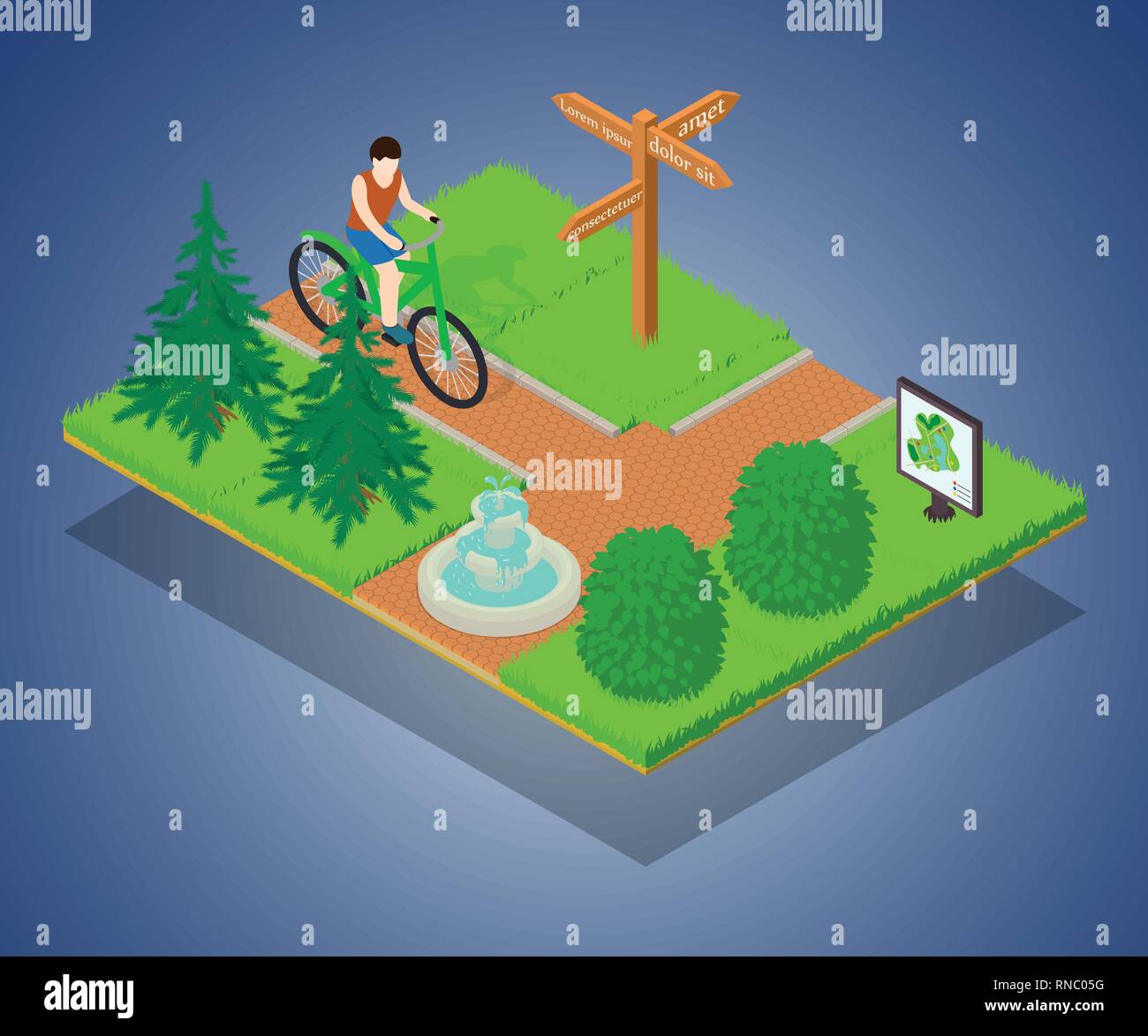 Bicycle path concept banner, isometric style Stock Vector Image & Art ...