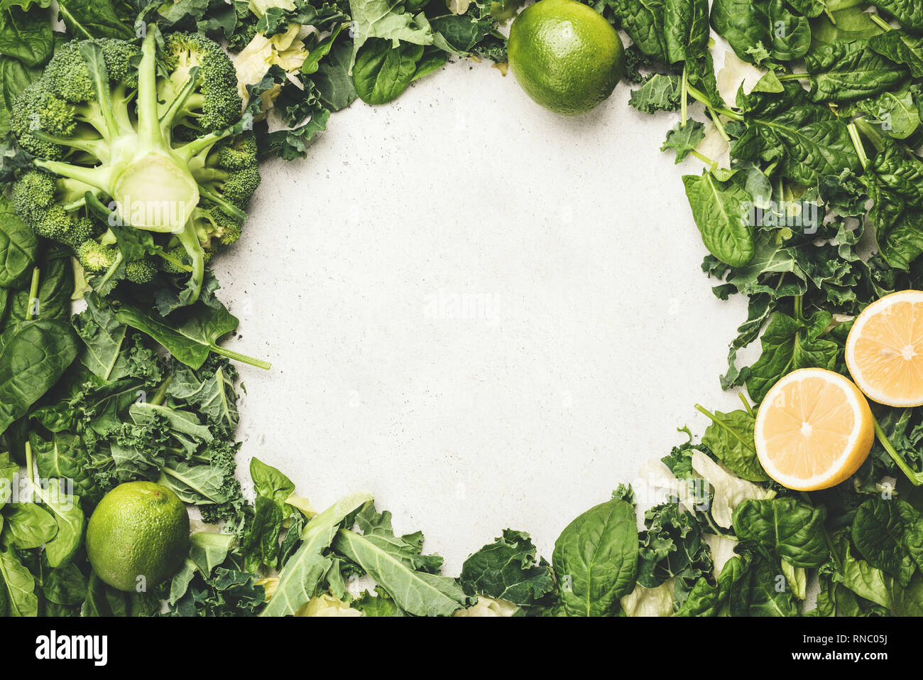 Fresh green leaf salad frame with copy space for text, menu or recipe ...