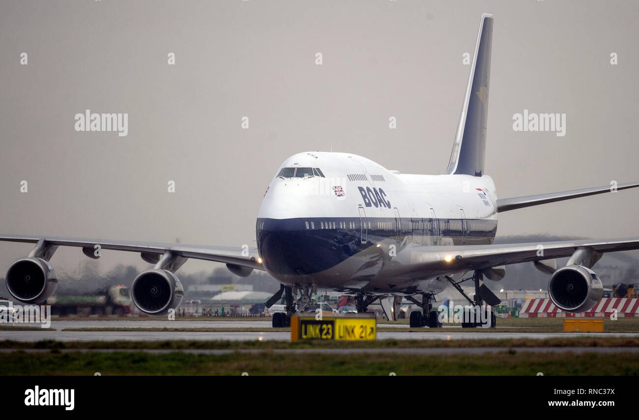 A Boeing 747 in British Overseas Airways Corporation (BOAC) livery, the ...