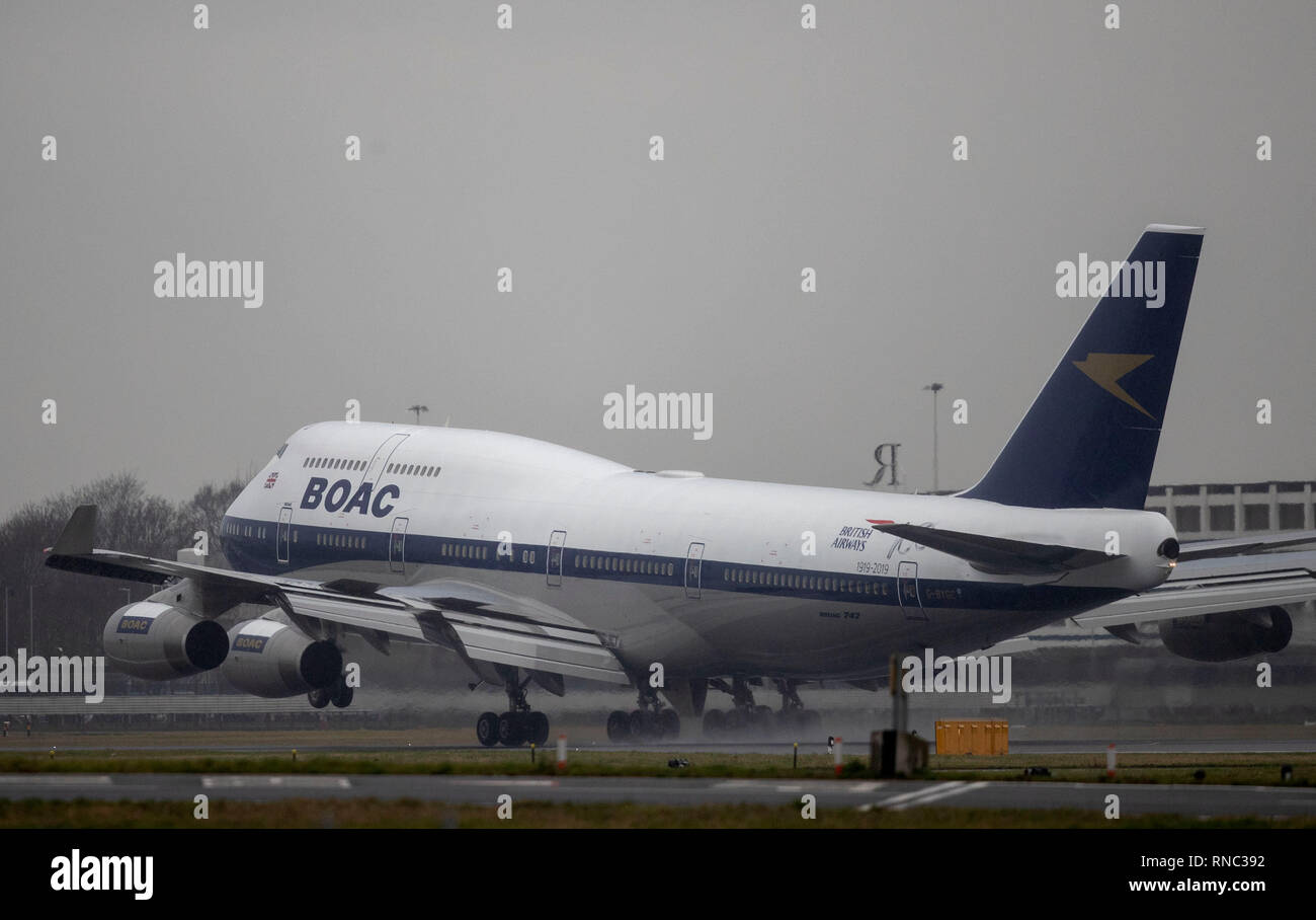 A Boeing 747 in British Overseas Airways Corporation (BOAC) livery, the ...
