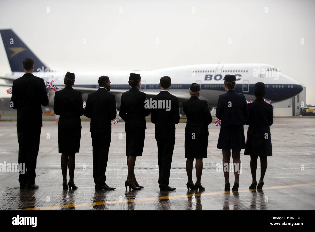 A Boeing 747 in British Overseas Airways Corporation (BOAC) livery, the ...