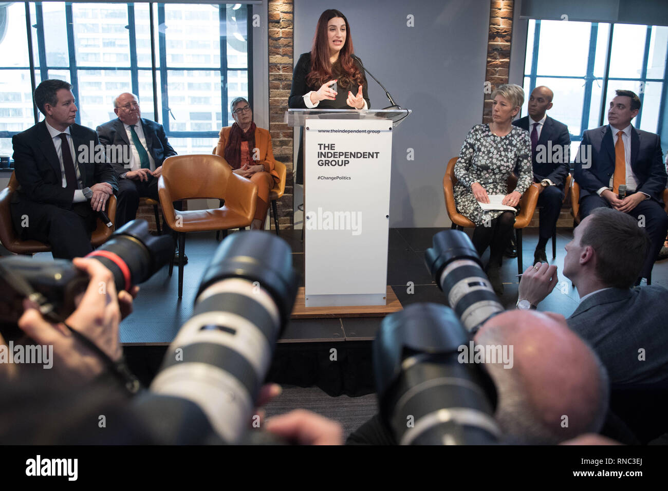 Labour MP Luciana Berger speaks during a press conference at County ...