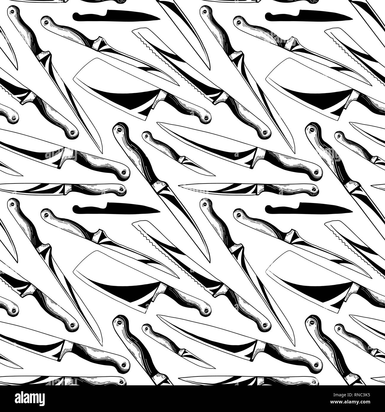 Seamless pattern with different knives. Vector illustration Stock ...