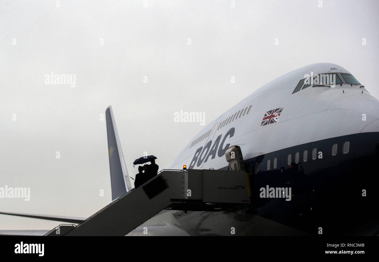 A Boeing 747 in British Overseas Airways Corporation (BOAC) livery, the ...