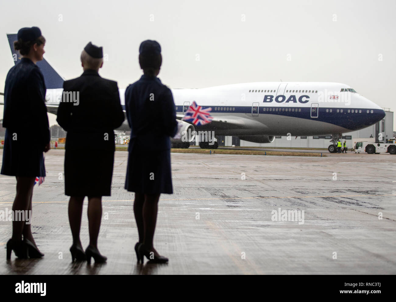 A Boeing 747 in British Overseas Airways Corporation (BOAC) livery, the ...