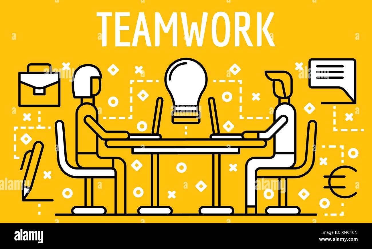 Freelancer teamwork banner, outline style Stock Vector Image & Art - Alamy