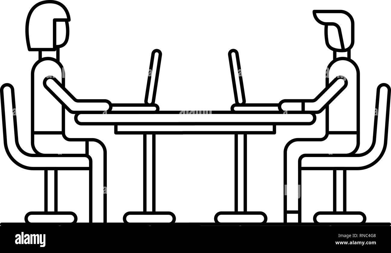 Couple people work freelancer icon, outline style Stock Vector Image ...