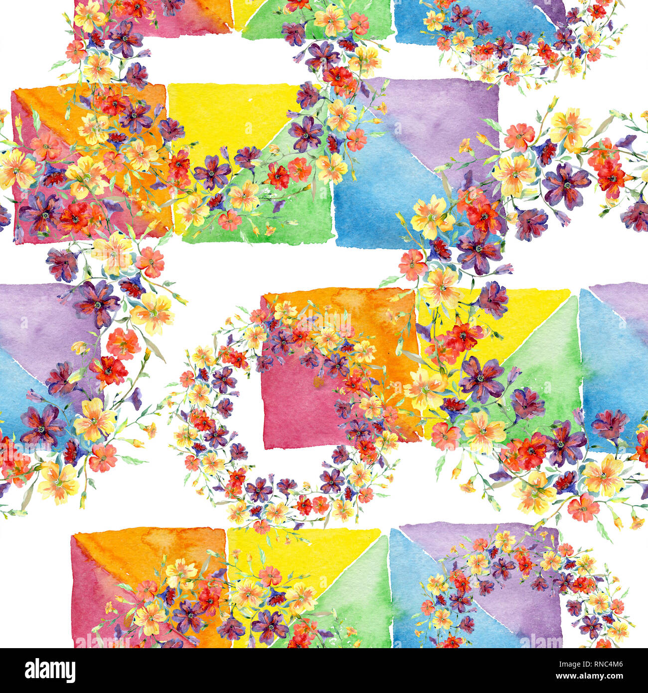 Bouquet red and yellow floral botanical flowers. Watercolor background ...