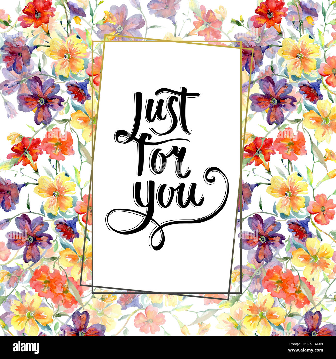 Bouquet red and yellow floral botanical flowers. Watercolor background ...