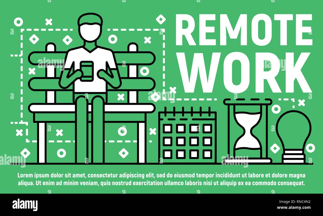 Remote park work banner, outline style Stock Vector Image & Art - Alamy