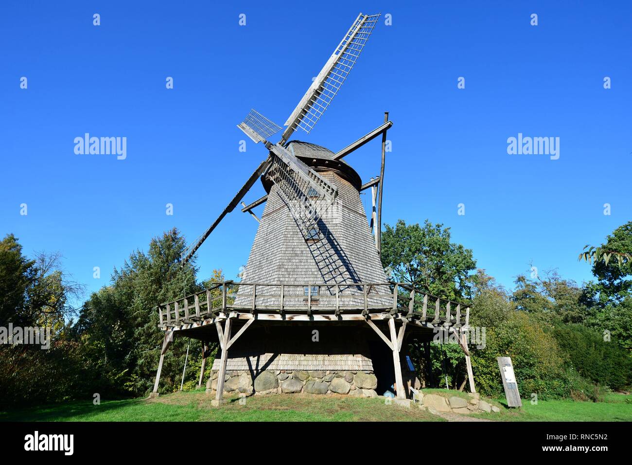 A historic cap windmill at the museum village in Cloppenburg (Germany ...