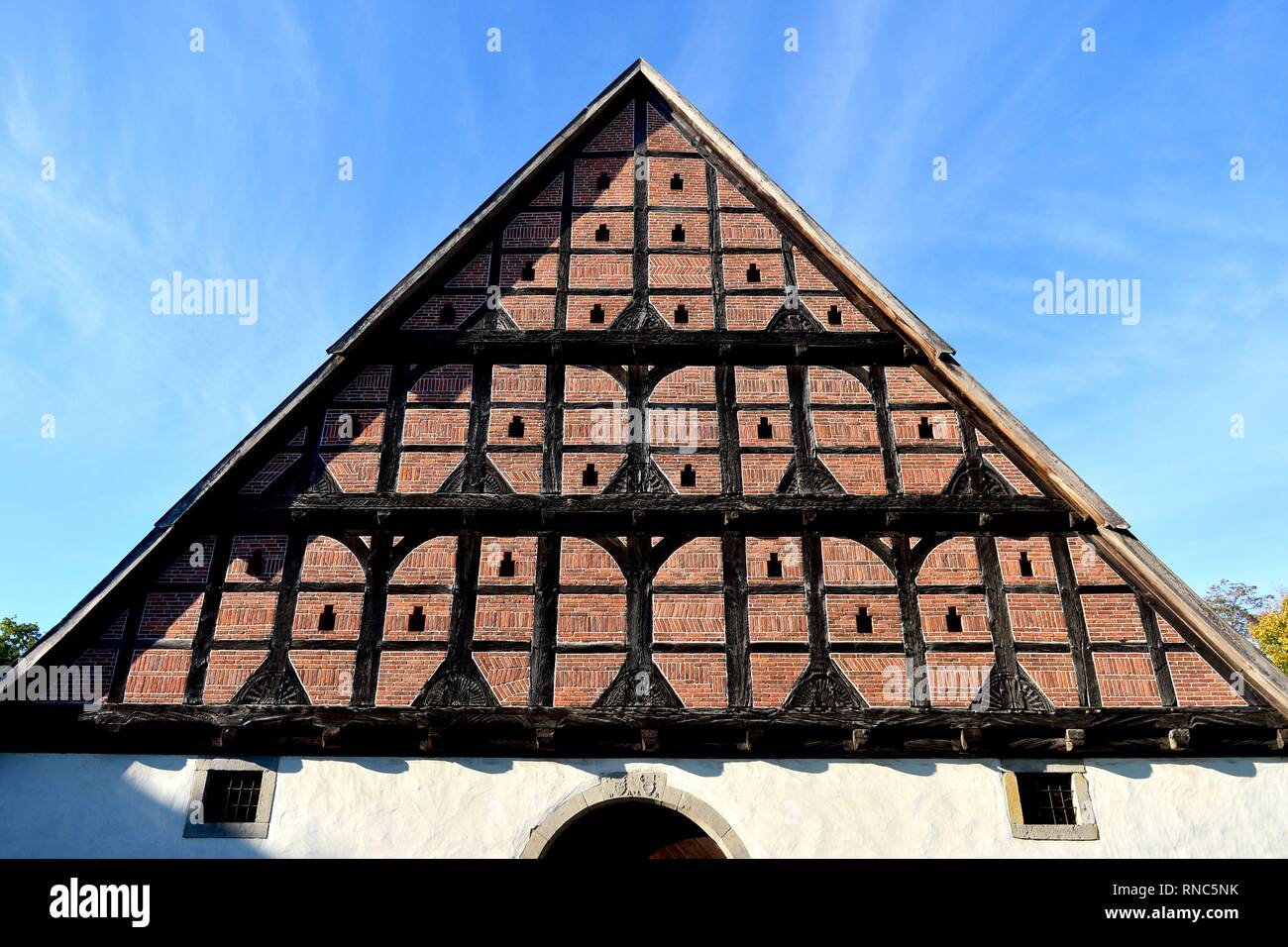 A historic barn at the museum village in Cloppenburg (Germany), 31 ...