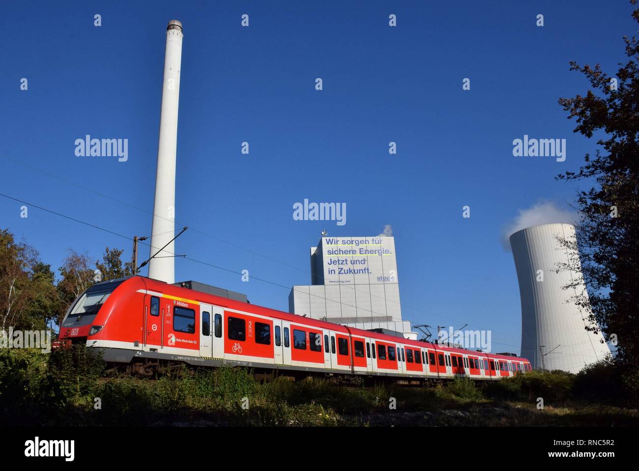 Power plant promoting coal as safe energy and passenger train on 18.09. ...