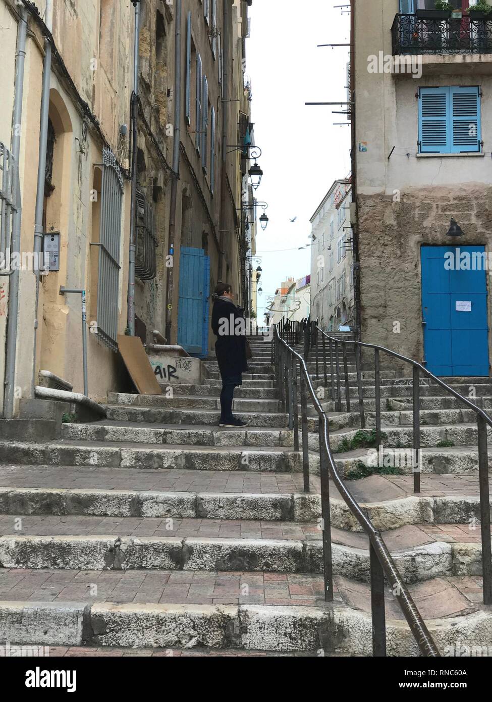 Steps in the old town quarter Le Panier in the south french seaport ...