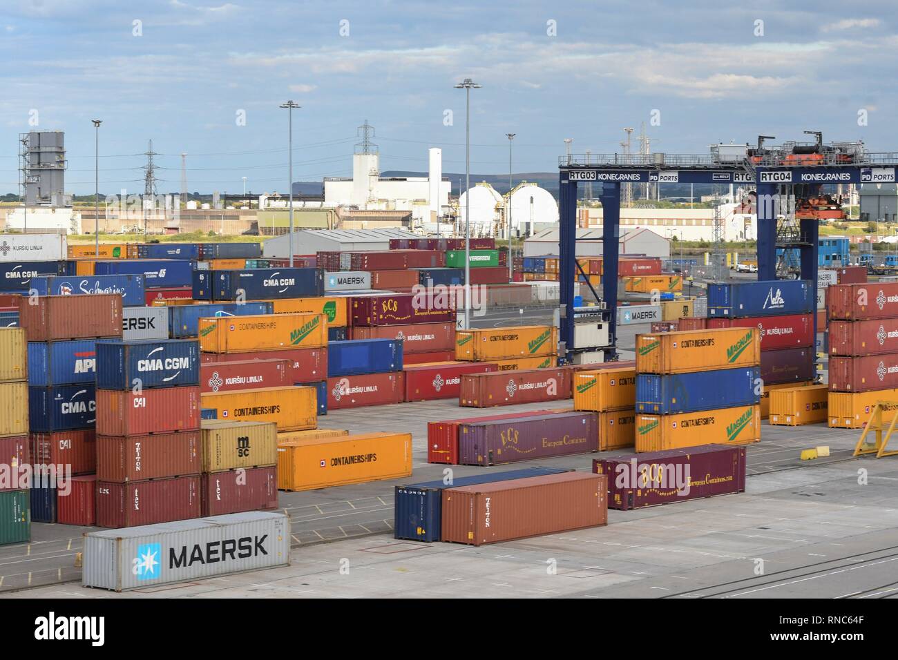 Containers in the Container terminal in Teesport, Great Britain, Aug ...