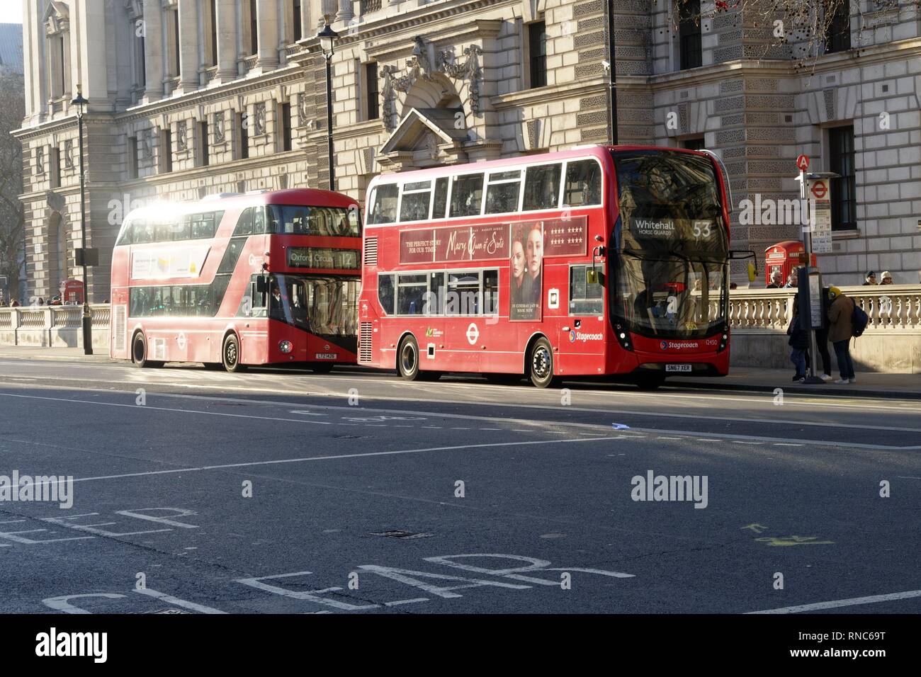 London busses at bus stop, London, United Kingdom. | usage worldwide ...