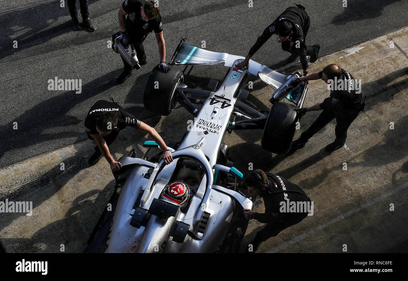 Mercedes Lewis Hamilton during day one of pre-season testing at the ...