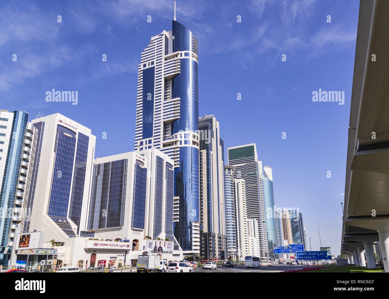 Directly at the main street Sheikh Zayed Road rises the HHHR Tower ...