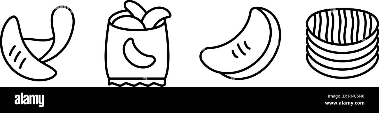 Chips potato icons set, outline style Stock Vector Image & Art - Alamy