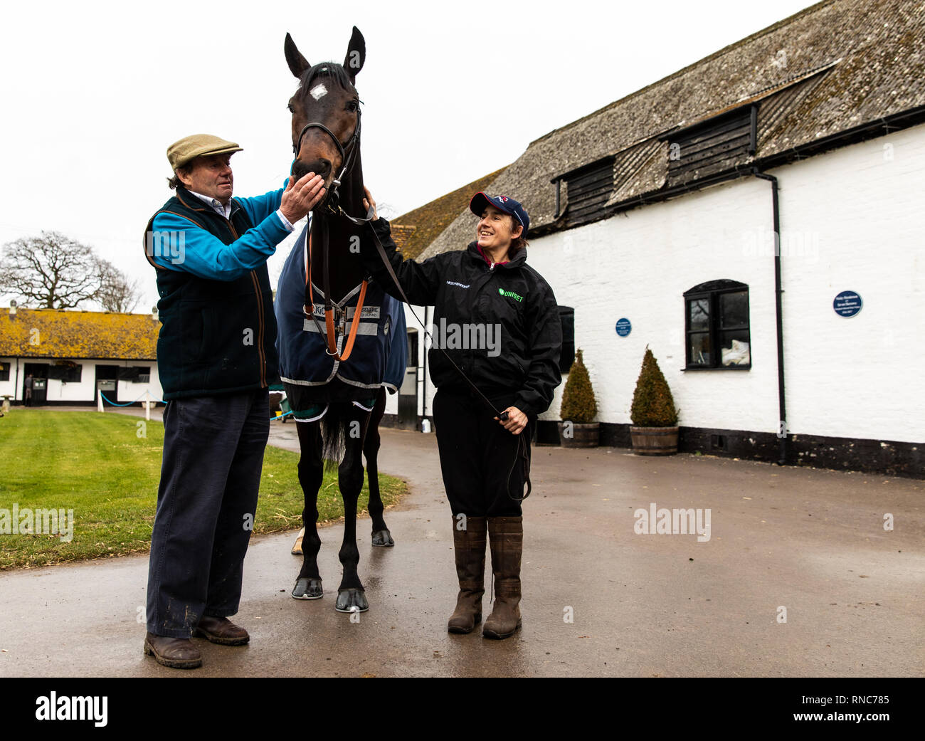 Nicky Henderson and Altior during the visit to Nicky Henderson's yard ...
