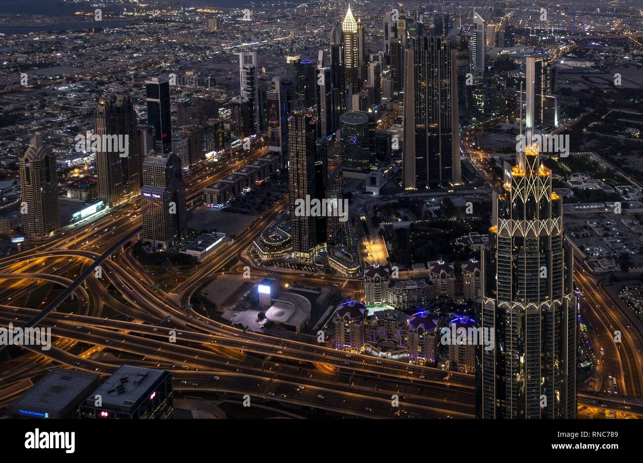 View from the viewing platform (456 m) of the 828 m high Burj Khalifa ...