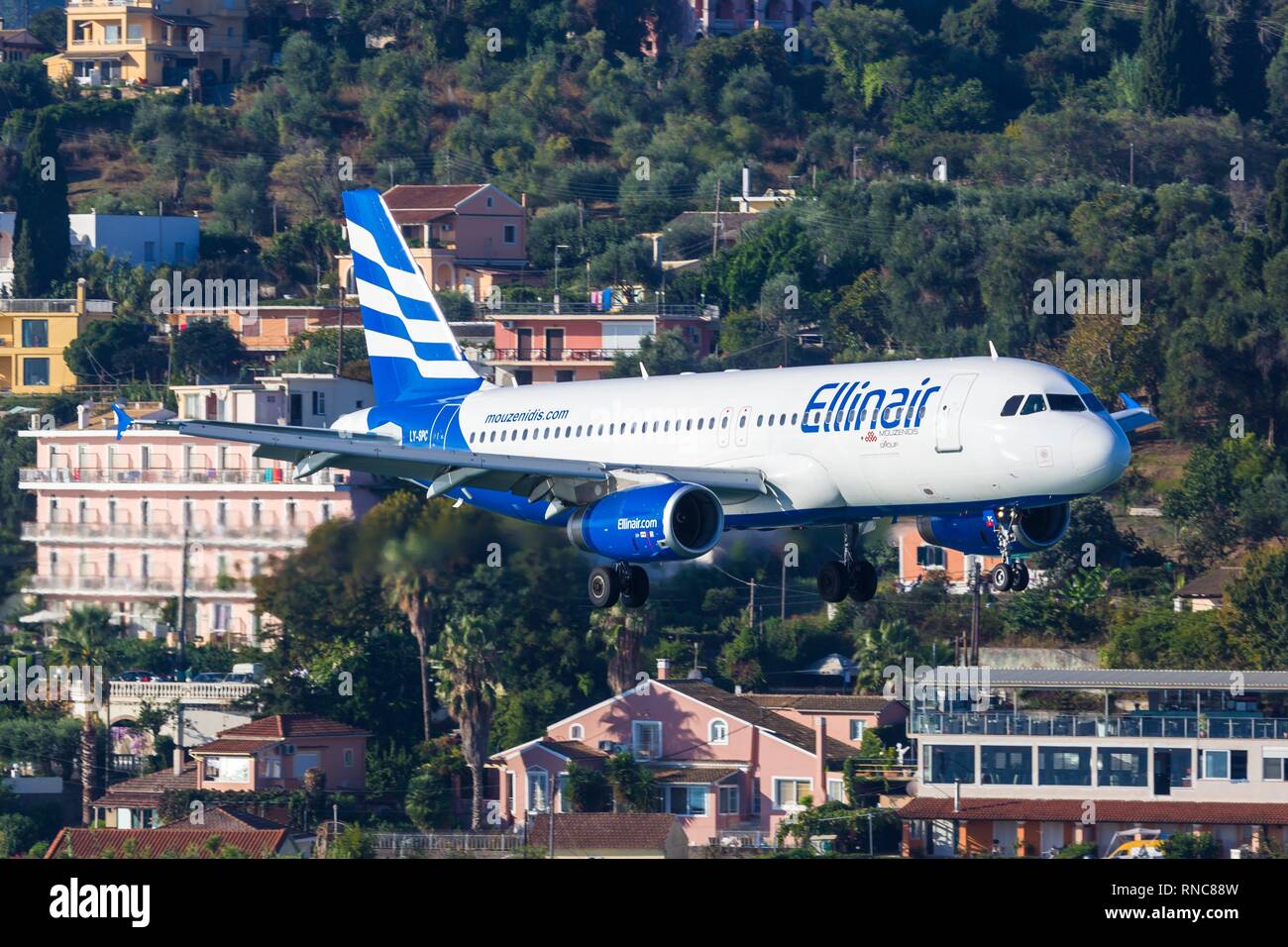 Corfu, Greece – 16. September 2017: Ellinair Airbus A320 at Corfu ...