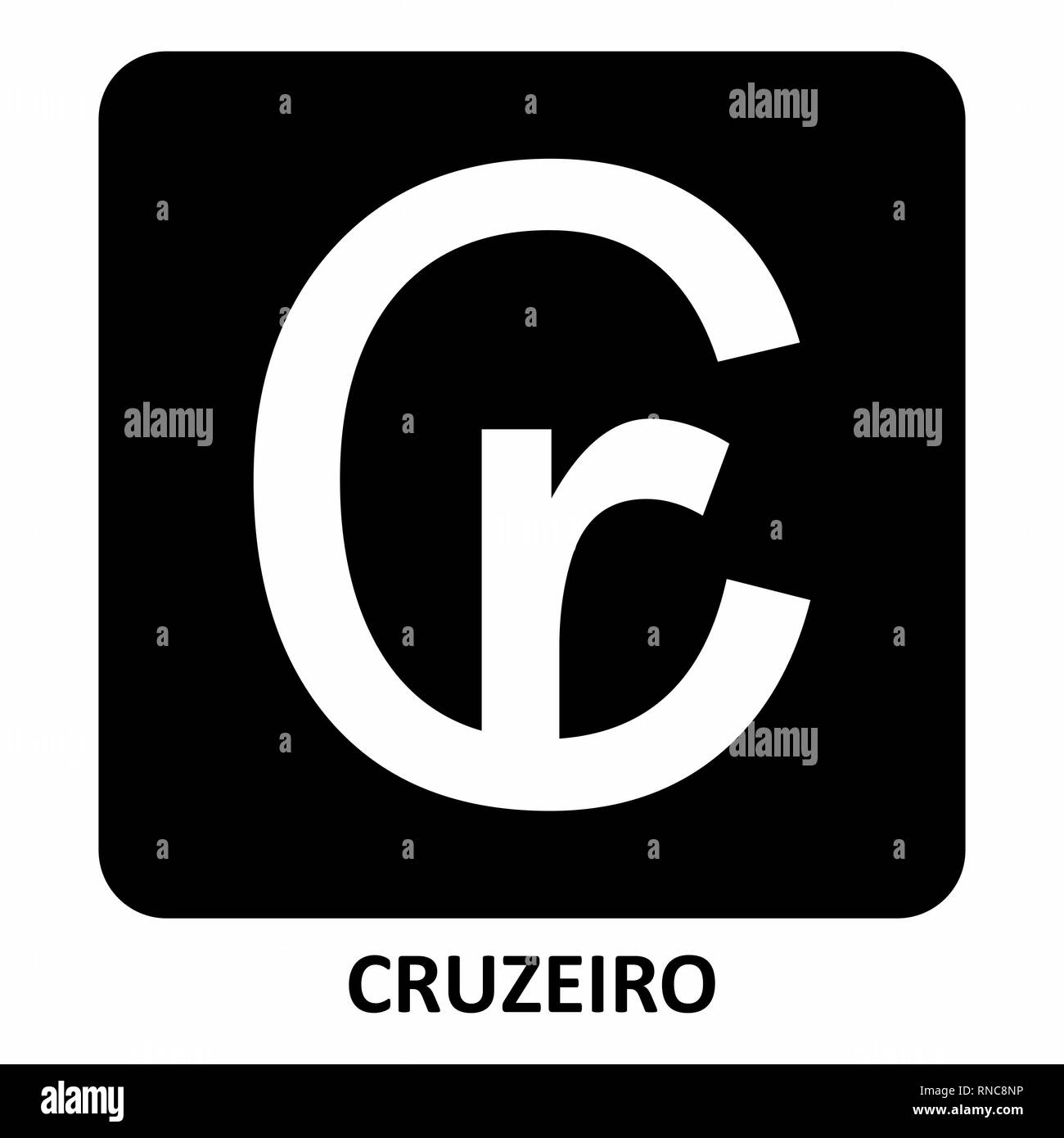 The black and white old Brazilian Cruzeiro currency symbol illustration ...