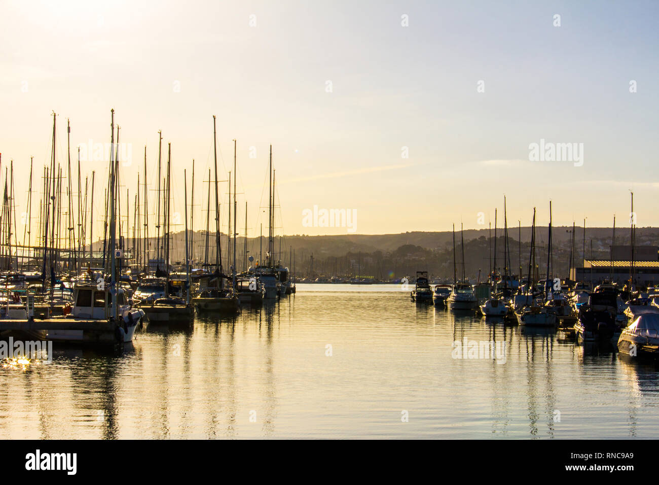 Panoramic view of Denia Marina Port Stock Photo - Alamy