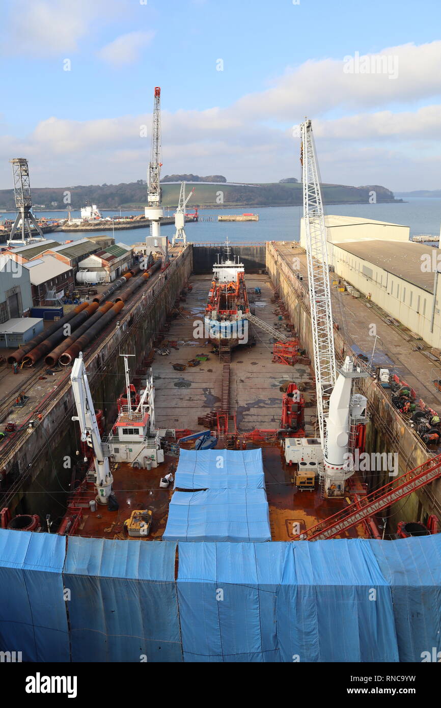 Falmouth Port Harbour dock ship repairs Stock Photo - Alamy