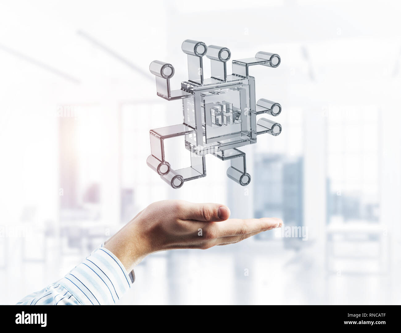 Computing and innovation concept with chip icon. Mixed media Stock ...