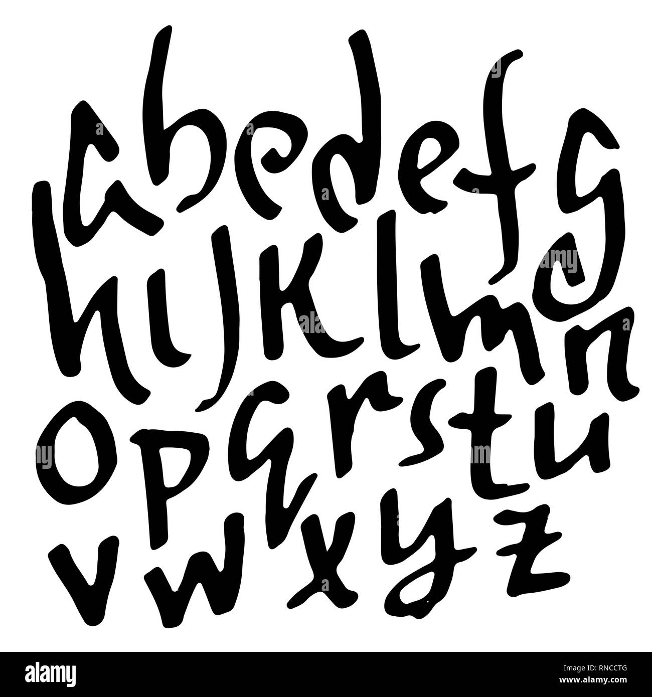 Simple alphabet letters. Handdrawn grunge ink font. Vector illustration ...