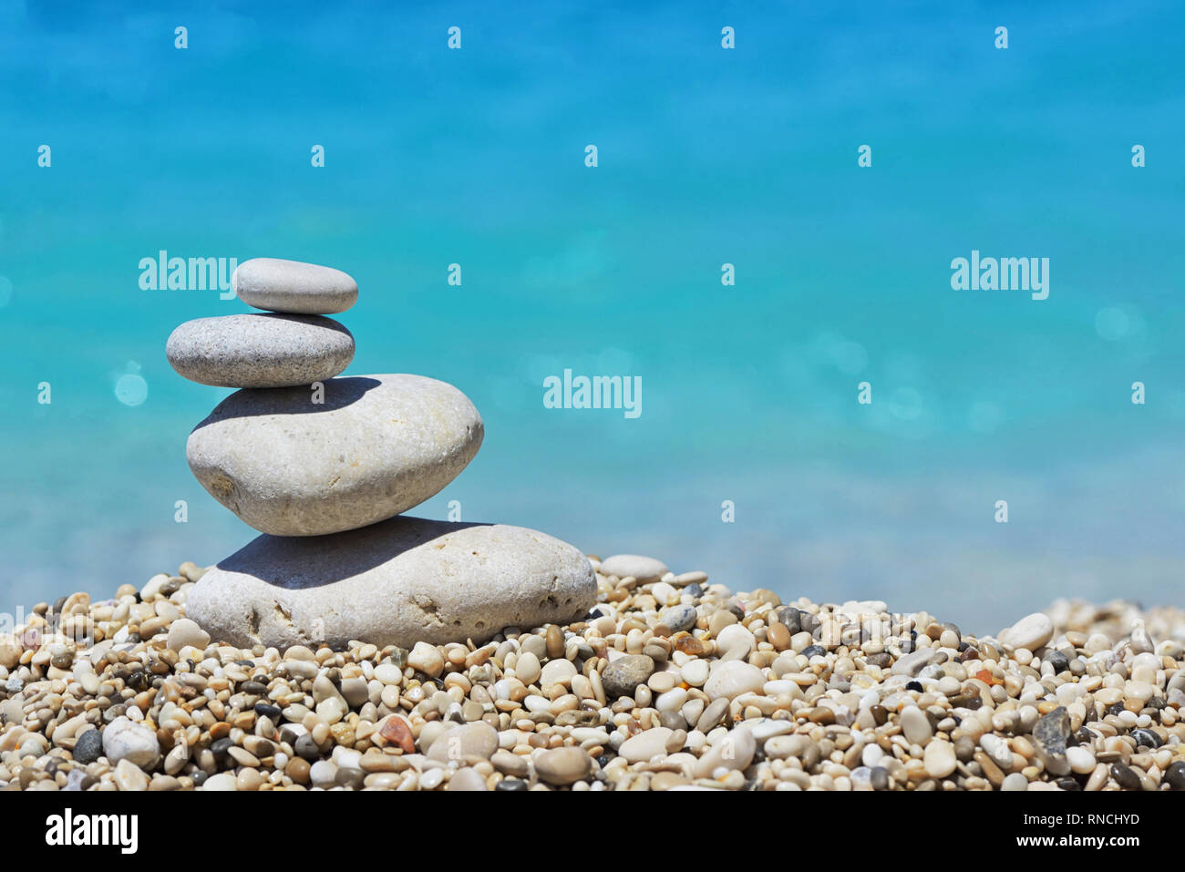 Stack of pebble stones in Lefkada, Greece Stock Photo - Alamy