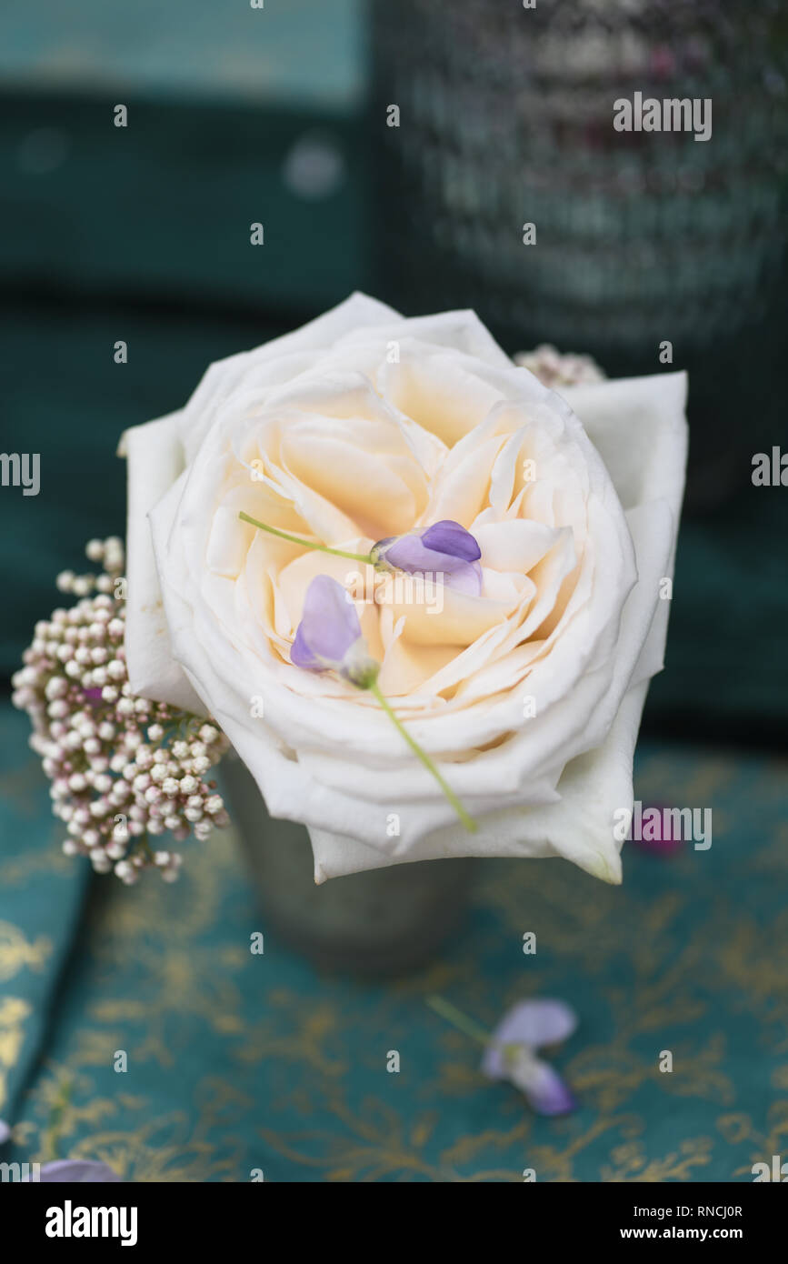 A beautiful outdoor table display, with lots of Spring flowers in ...