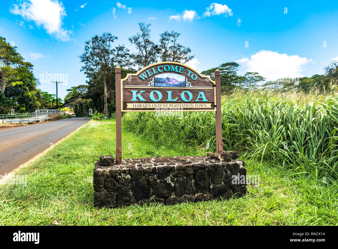 Koloa,Kauai,Hawaii,USA - May 12, 2018 : Welcome Sign of Koloa Stock ...