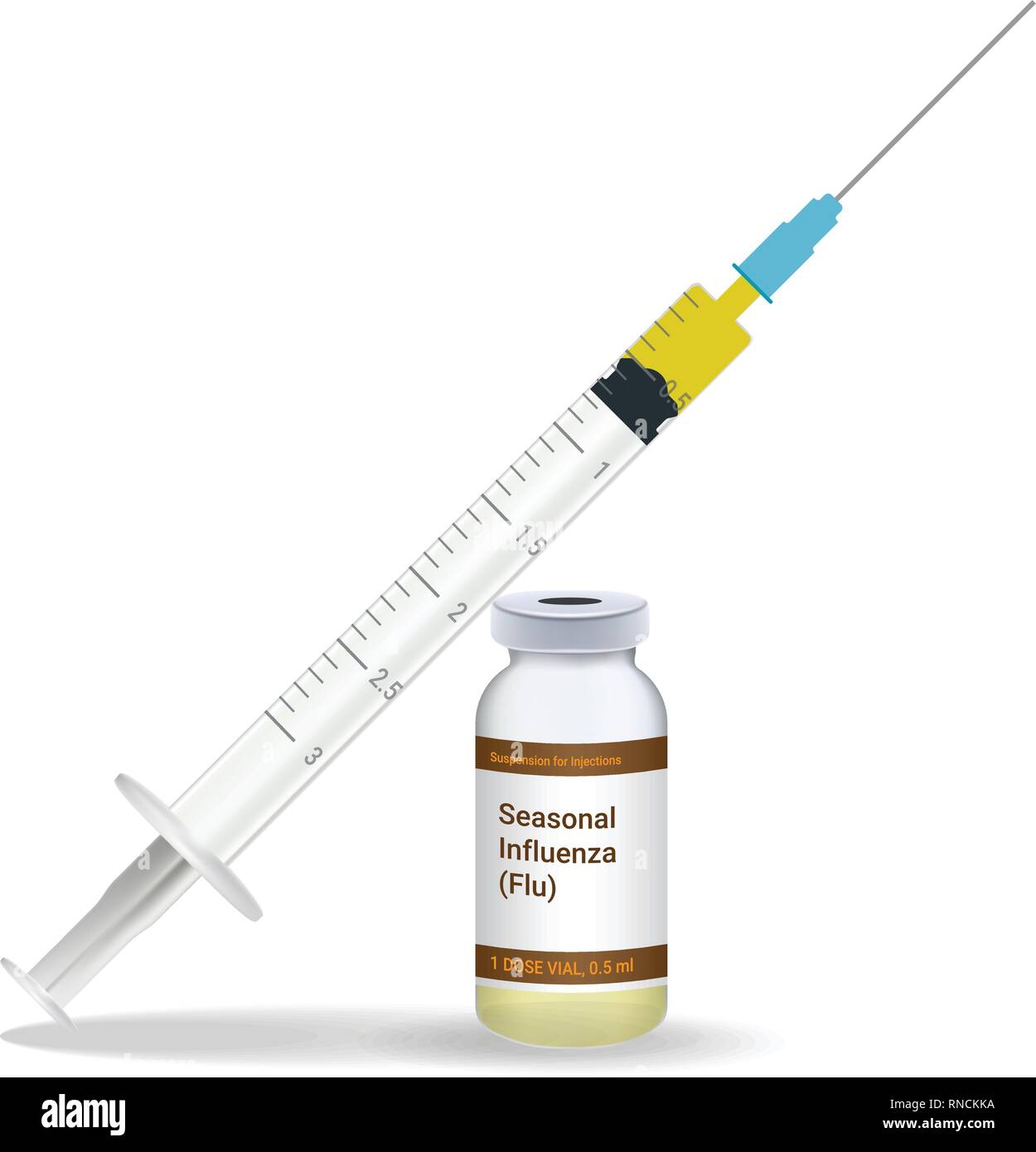 Immunization, Influenza Flu Vaccine Syringe With Yellow Vaccine, Vial ...