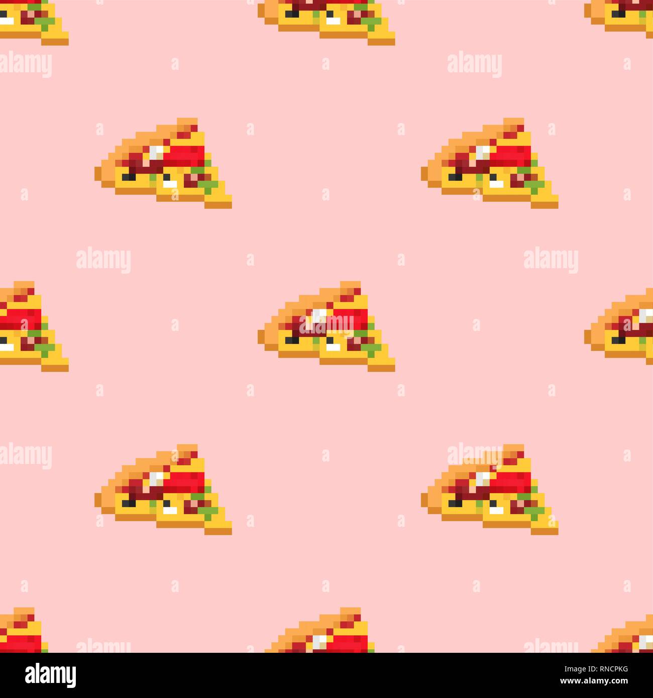 Pizza pixel art pattern seamless. Fast food 8bit background. Video game ...