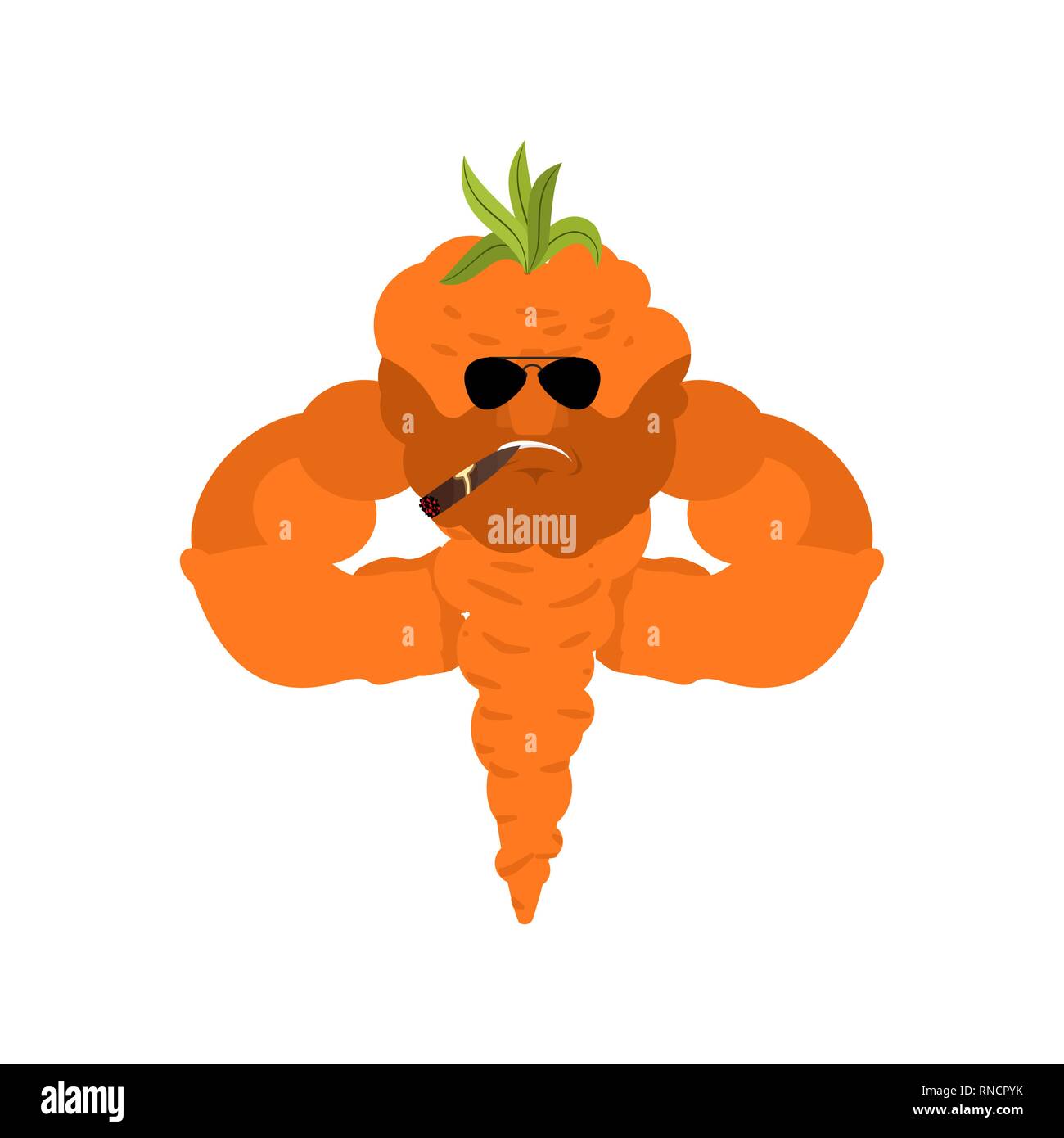 Carrot Strong. Vegetable powerful strict. Vector illustration Stock ...