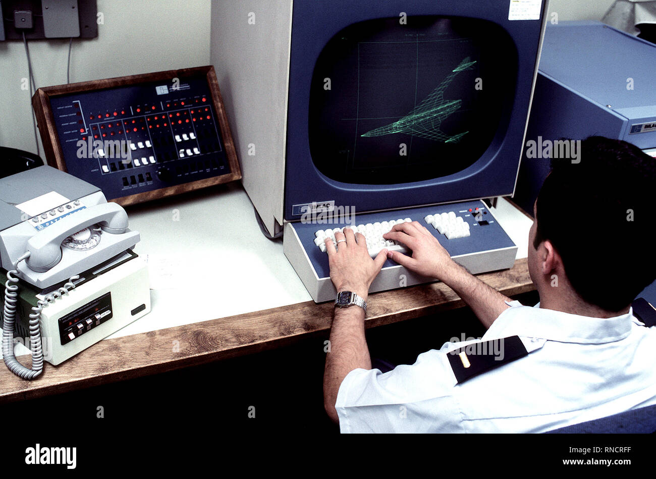 1980 technician aircraft simulator video screen hi-res stock ...