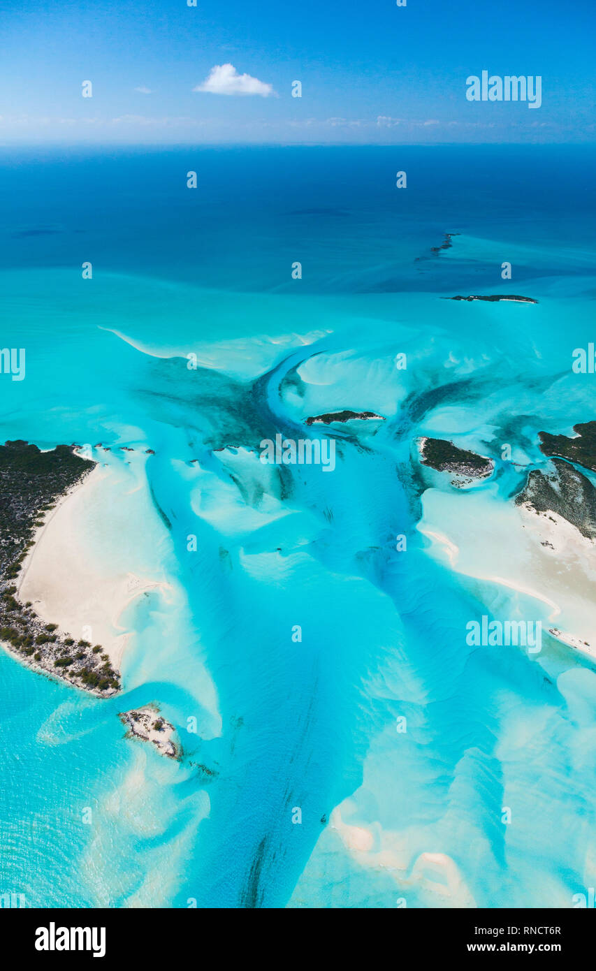 Aerial view, Exuma, Bahamas, America Stock Photo - Alamy