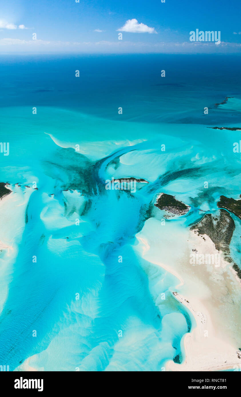 Aerial view, Exuma, Bahamas, America Stock Photo - Alamy