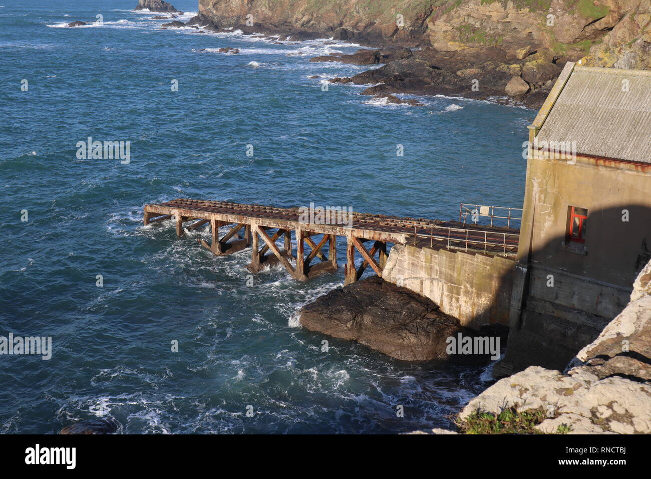 Polpeor Cove lifeboat station now disused Lizard Peninsula Cornwall ...