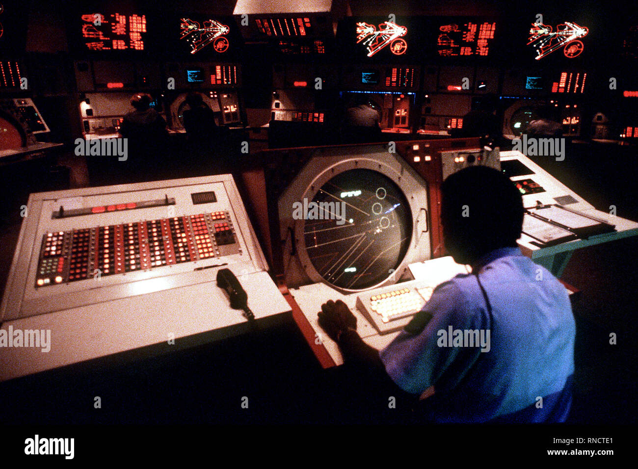 An air traffic controller monitors a radar screen in the Berlin ...
