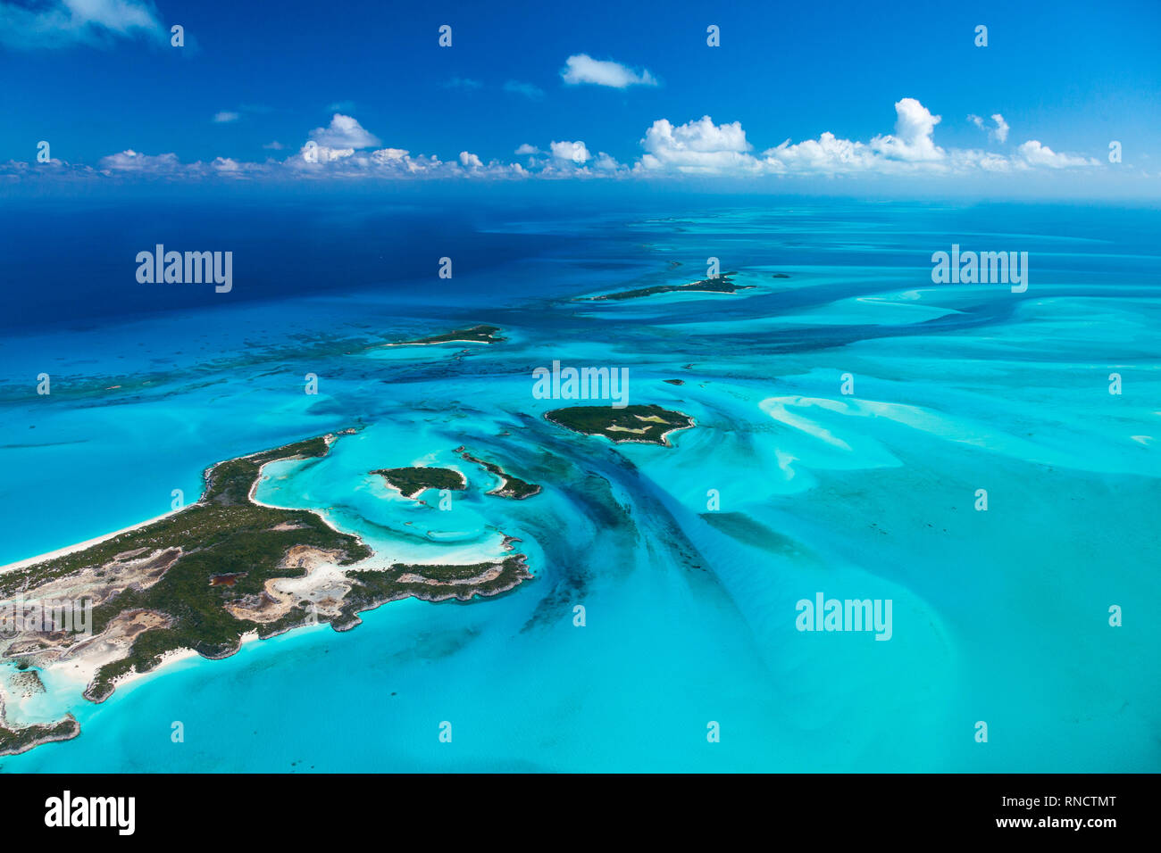 Aerial view, Exuma, Bahamas, America Stock Photo - Alamy