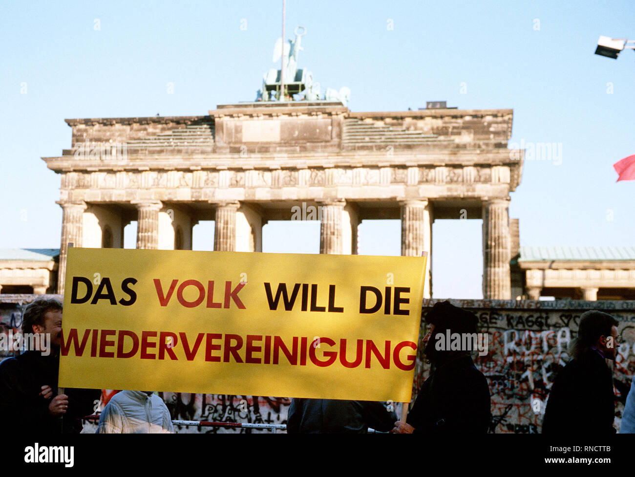 West German citizens display a banner as they maintain a vigil for the ...