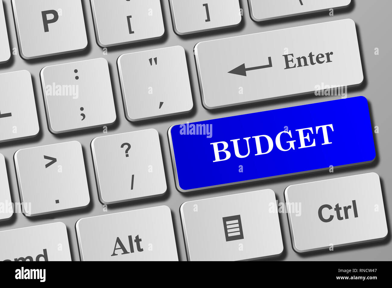 Budget button on modern keyboard. Close-up view on conceptual keyboard ...